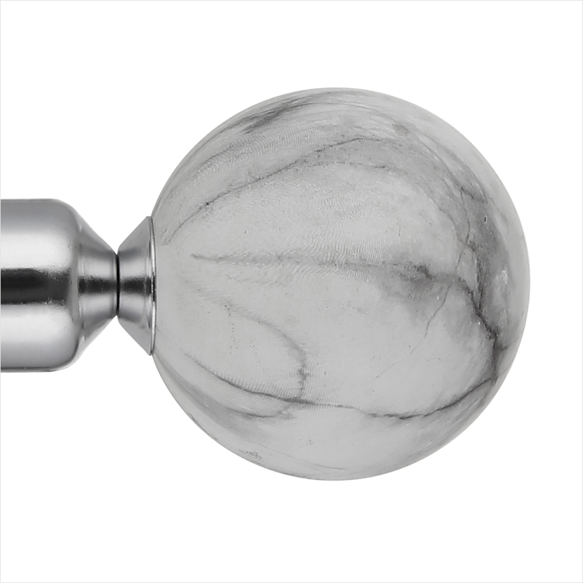 Extendable Curtain Rail Silver Marble Finials - Home Treats UK