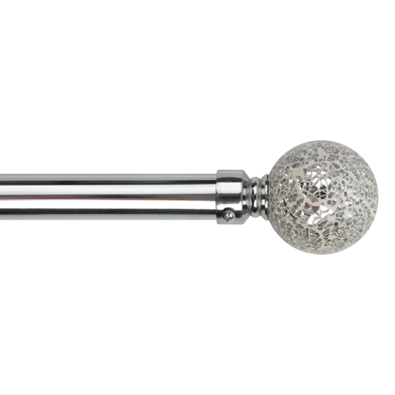 Extendable Curtain Pole Satin Nickel Metal - Home Treats UK