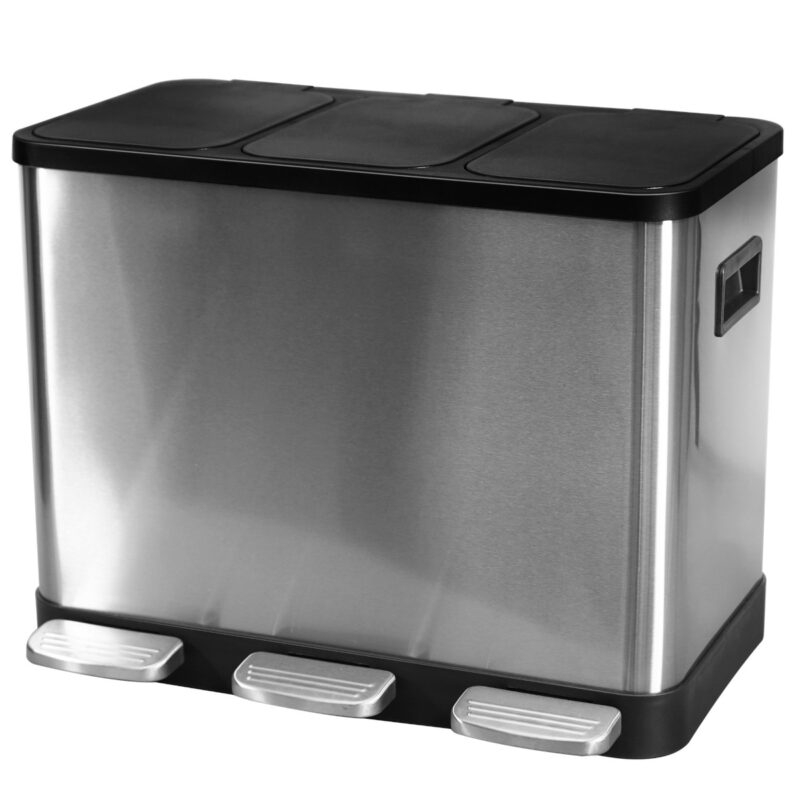 Kitchen Recycling Bin 42 Litre 3 Compartments - Home Treats UK