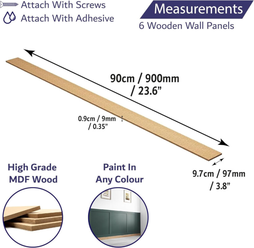Wall Panelling Kit 3D Paintable MDF Wall Mounting Kit - Home Treats UK